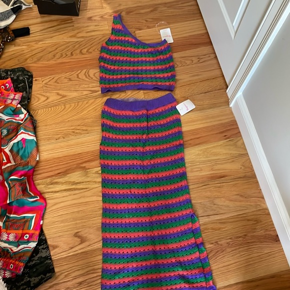 buganco | Skirts | Buganco Striped Crop Top And Skirt Set | Poshmark